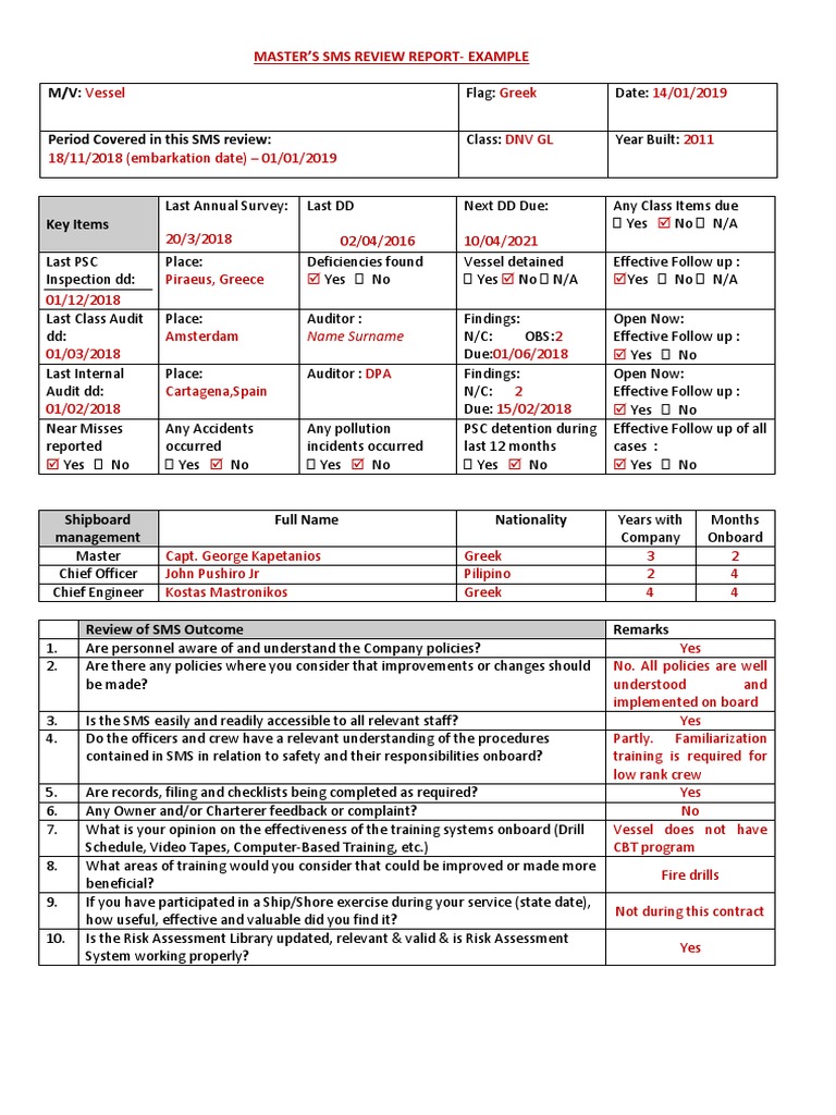 Master'S Sms Review Report-Example: Name Surname | Download Free PDF ...