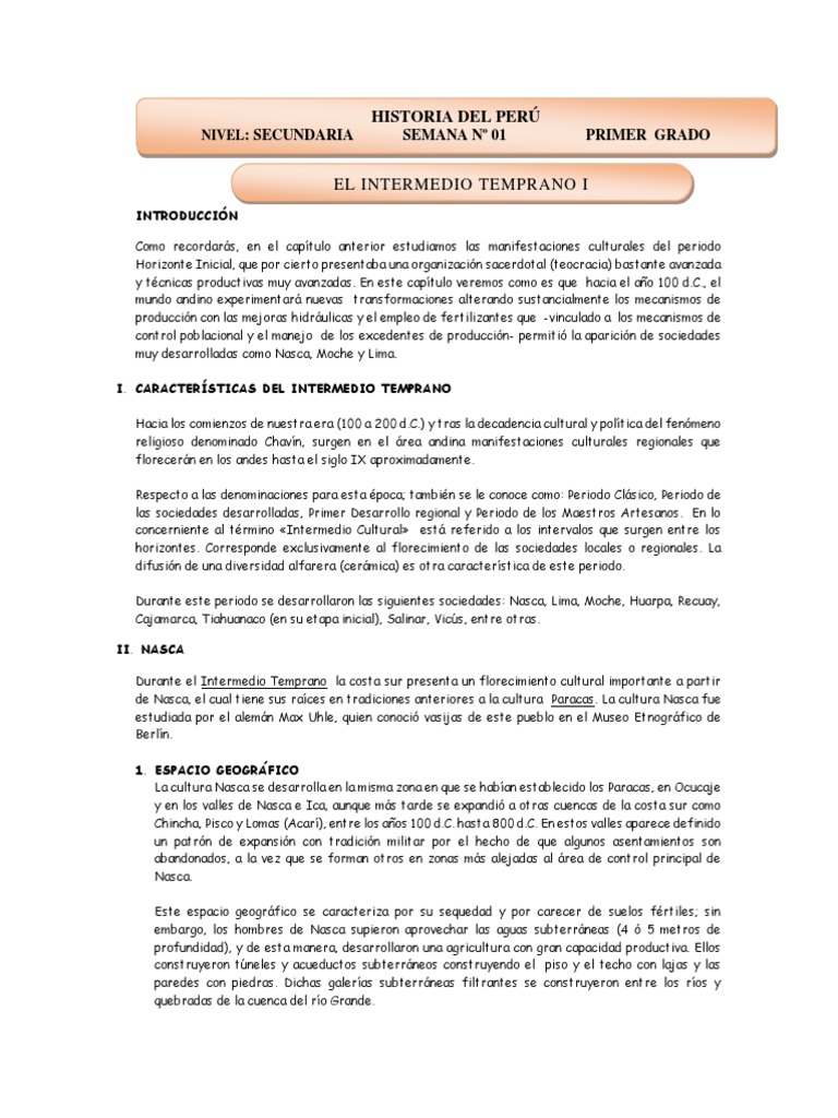 Intermedio Temprano | PDF | Lima | Cultura (general)