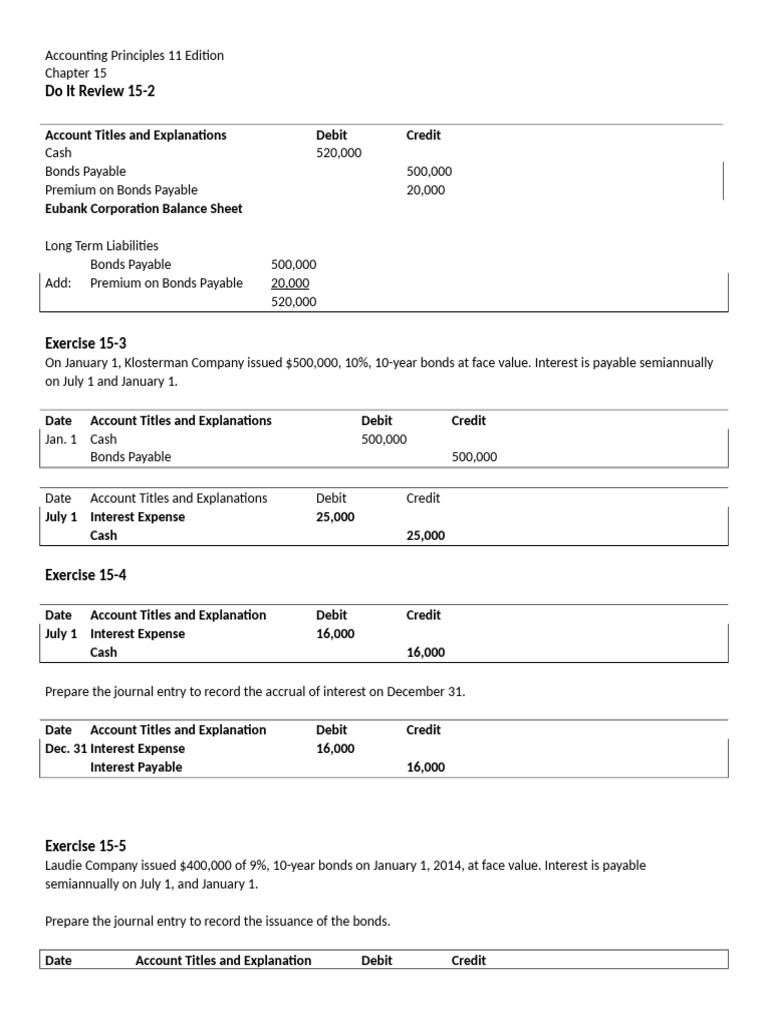 Accounting Chapter 15 | PDF | Debits And Credits | Bonds (Finance)
