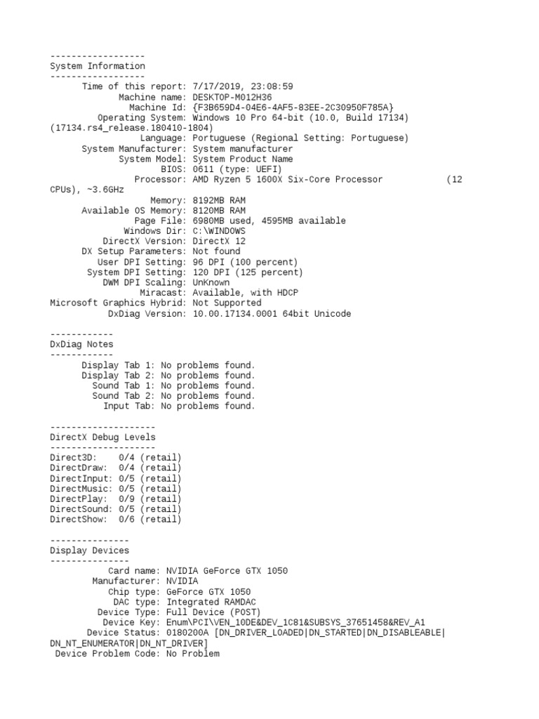 DX Diag | Download Free PDF | Device Driver | Codec