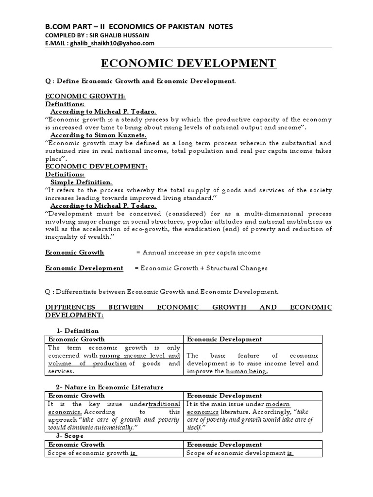 Economic Growth and Development | PDF | Economic Development | Economic ...