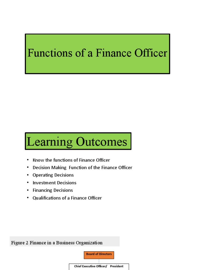 Function of Finance Officer | PDF | Money | Business