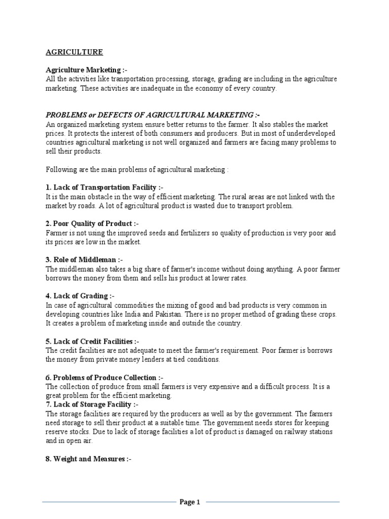 Drawbacks in Agricultural Marketing in Pakistan | PDF | Marketing ...