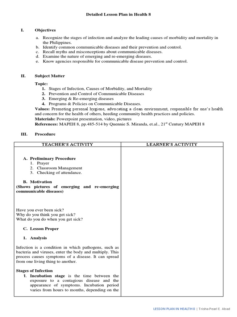 Detailed Lesson Plan in Health 8 | PDF | Infection | Influenza