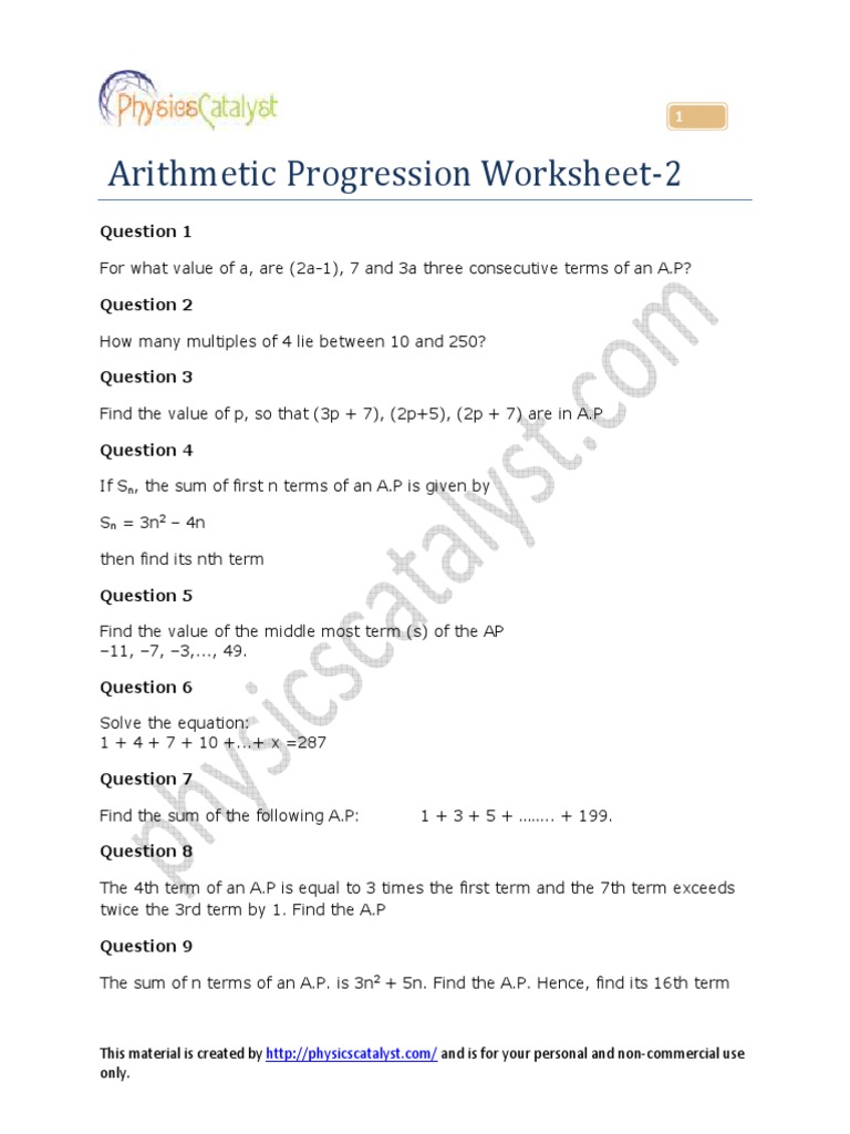 Class10 Maths AP Worksheet 2 | PDF