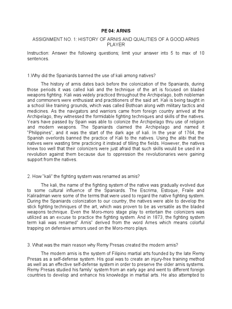Arnis-Definition and History | PDF | Philippines | Combat Sports