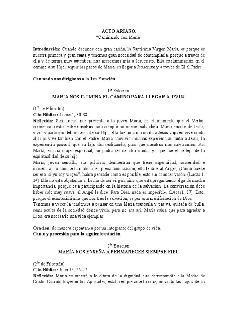 Acto Mariano Caminando Con Maria | PDF | María, madre de Jesús | Jesús