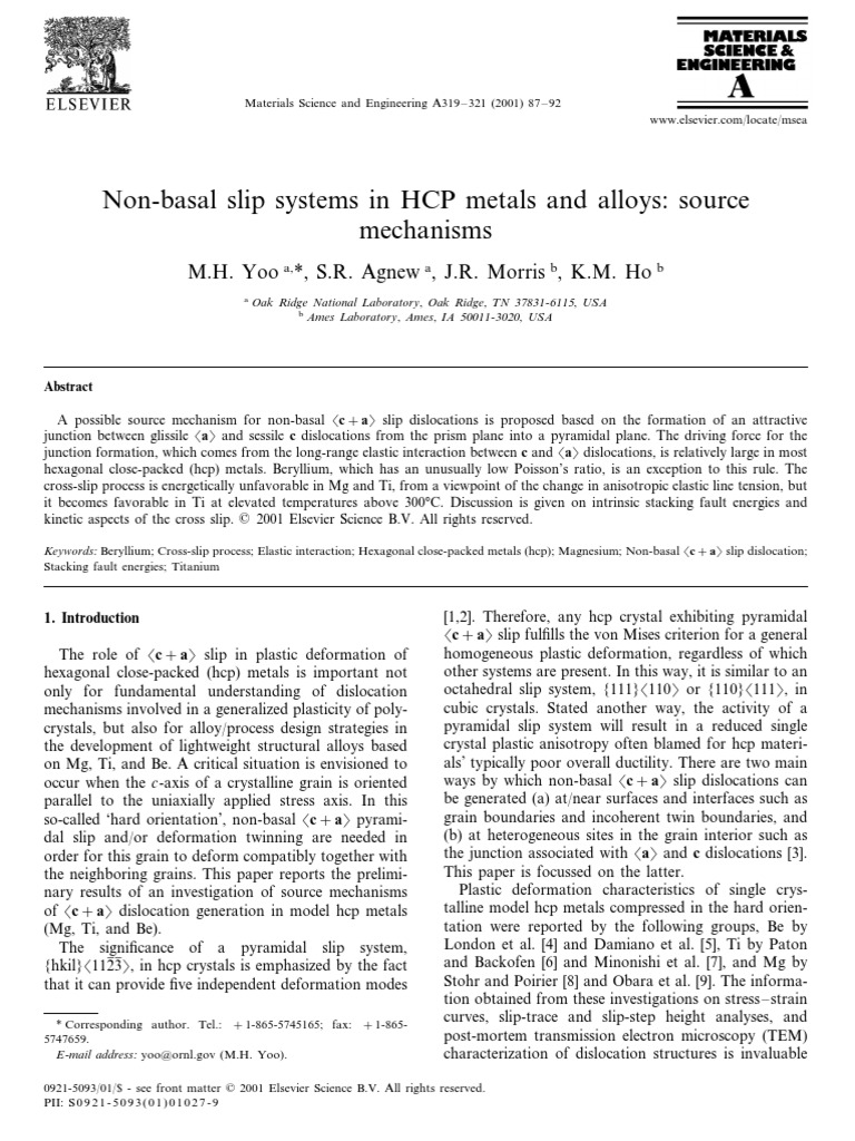 Article - Non-Basal Slip Systems in HCP Metals and Alloys ...