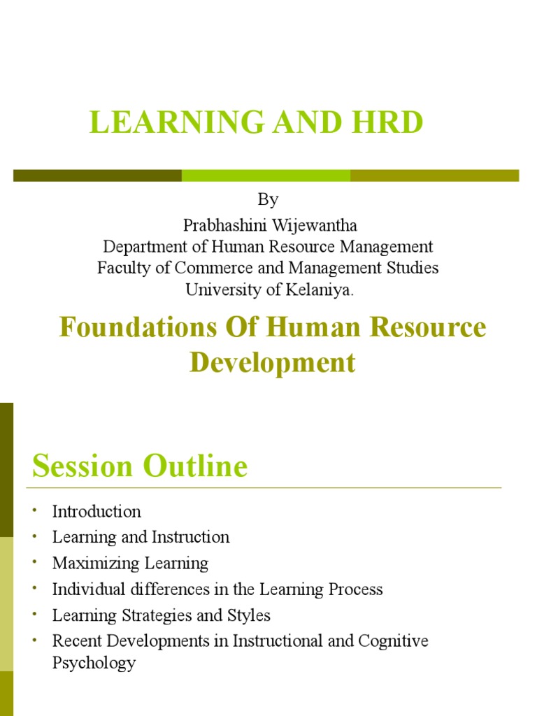 Learning and HRD: Foundations of Human Resource Development | PDF | Learning Styles | Learning
