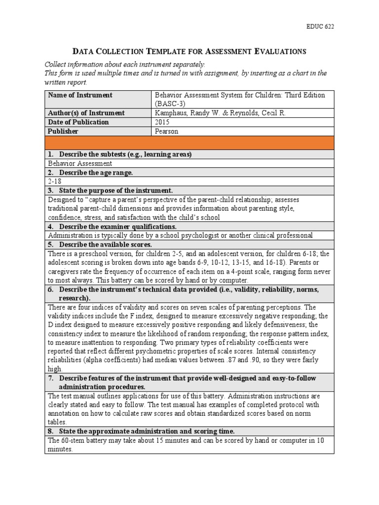 BASC-3 Summary | PDF | Psychology | Applied Psychology