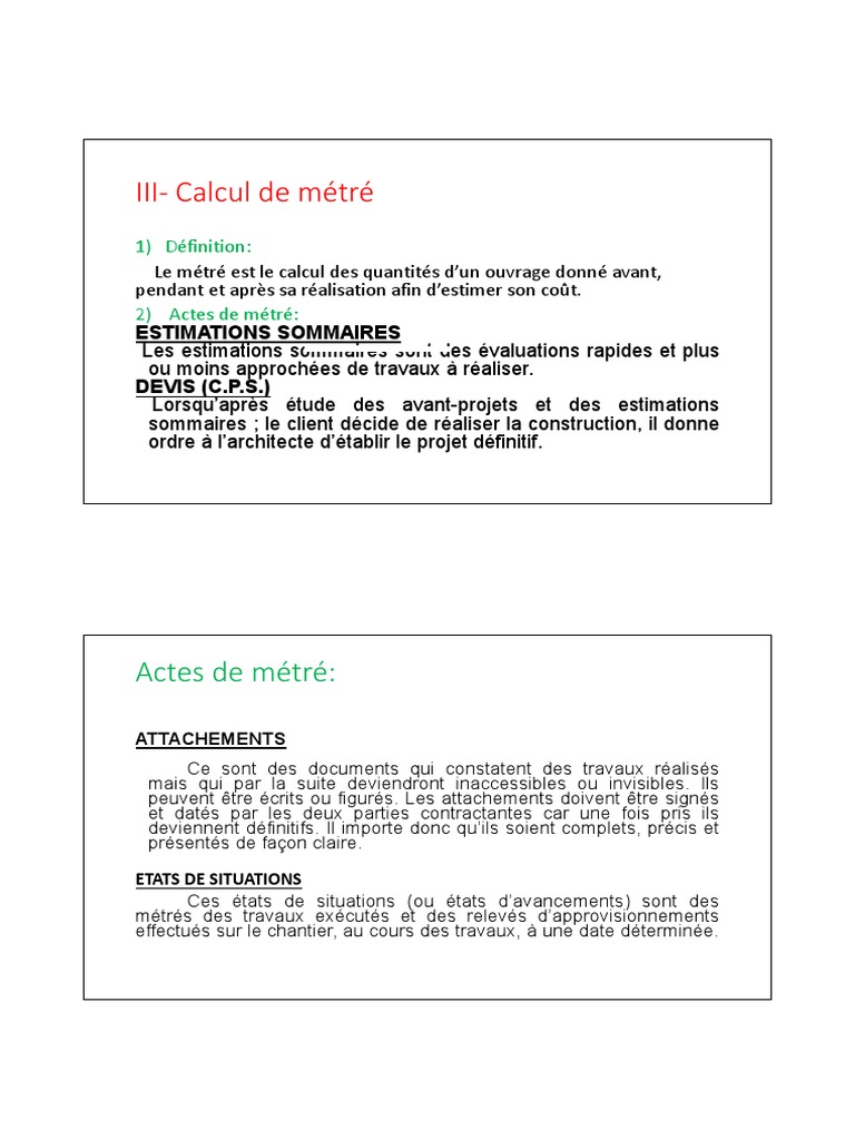 Calcul de Métré PDF | PDF | La nature | Science