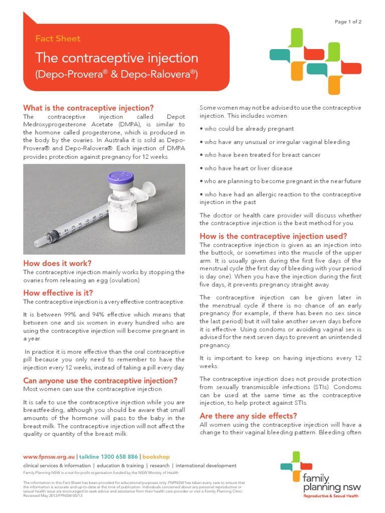 Contraceptive Injection PDF | PDF | Birth Control | Family Planning