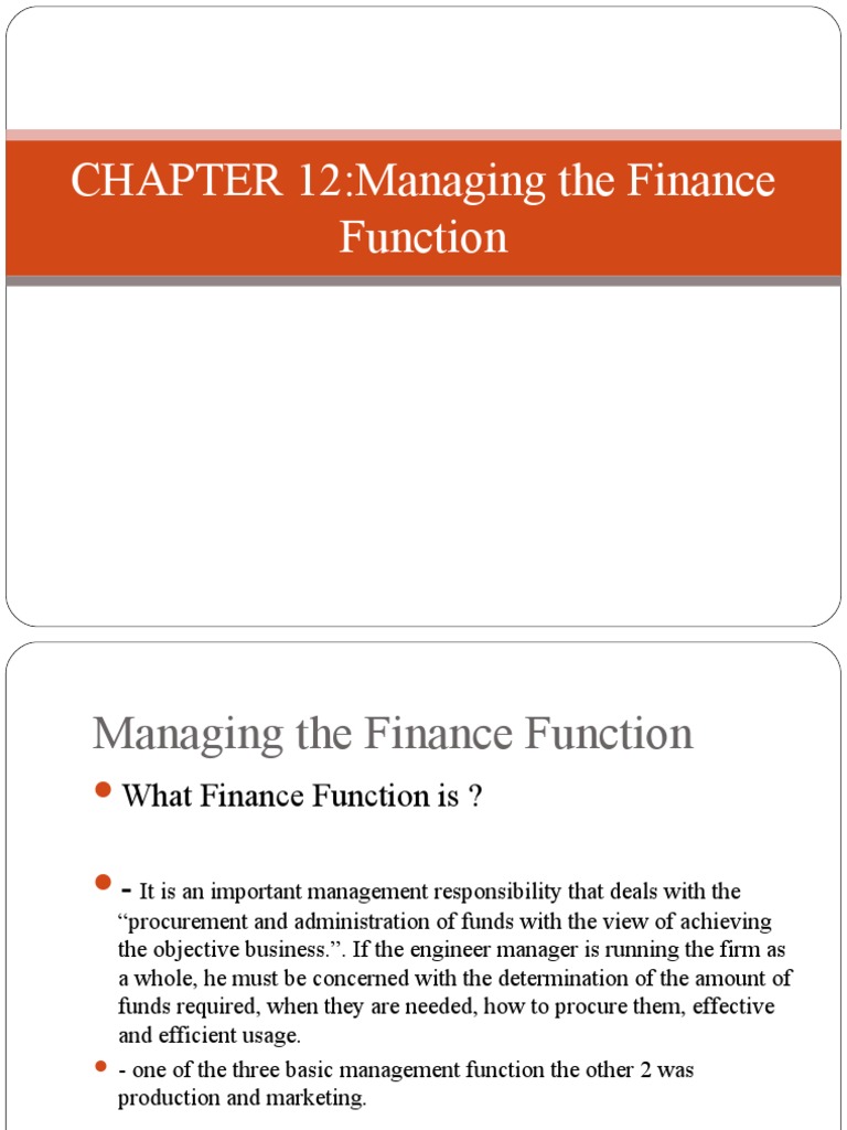 Chapter 12 Managing The Finance Function | PDF | Inventory | Risk