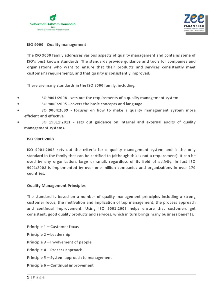 Iso 9000 Quality Standards Pdf Quality Management Iso 9000