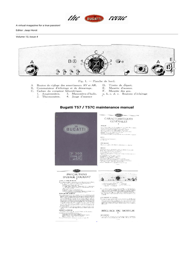 Bugatti T57 Maintenance Manual | PDF