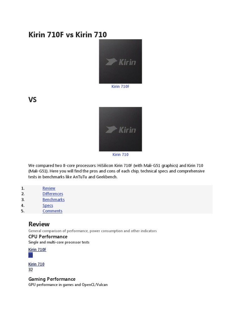 Kirin 710F Vs Kirin 710 | PDF | Multi Core Processor | Digital Technology