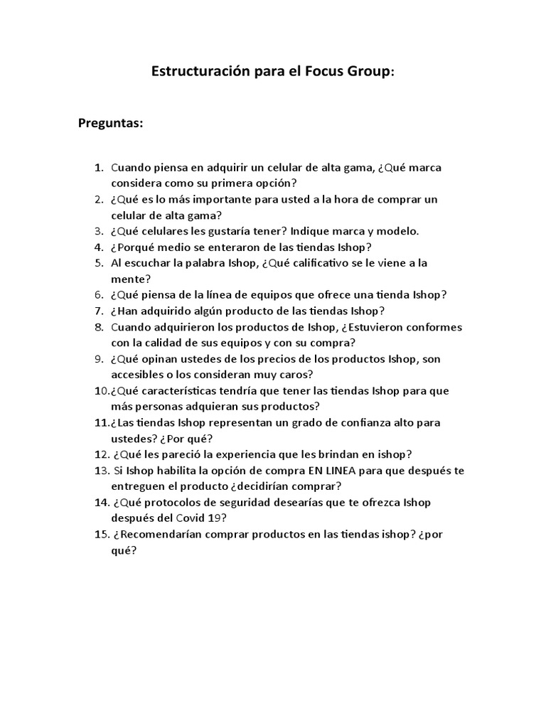 Estructuración para El Focus Group | PDF