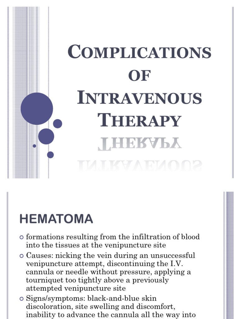IV Therapy Complications Overview | PDF | Intravenous Therapy | Vein