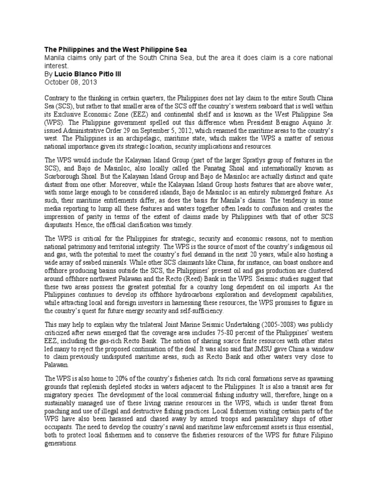 The Philippines and The West Philippine Sea | PDF | South China Sea ...