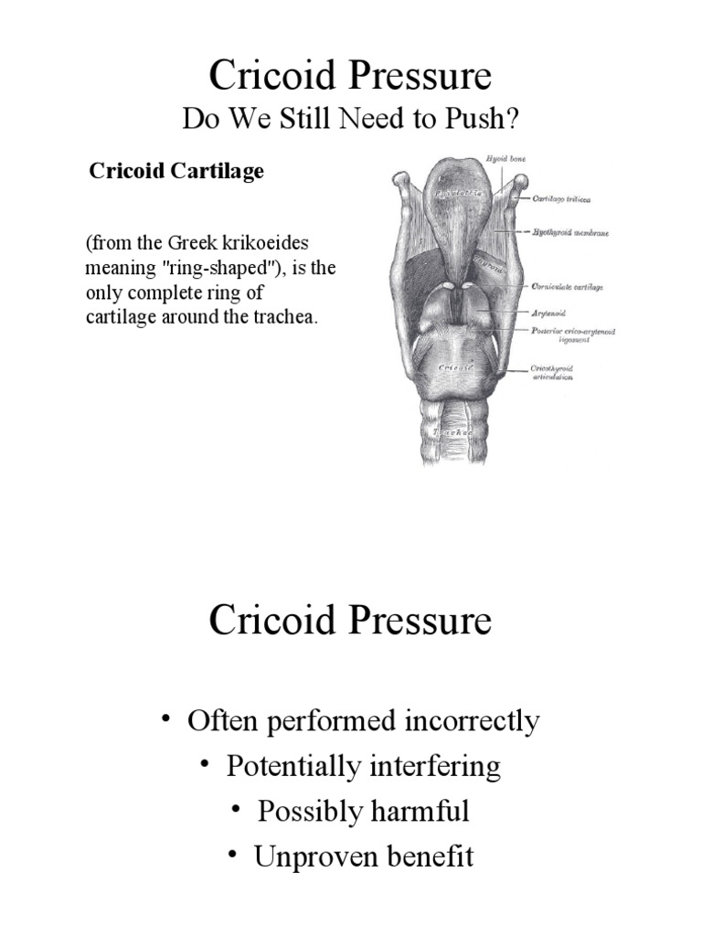 Cricoid Pressure: Do We Still Need To Push? | PDF | Human Anatomy ...
