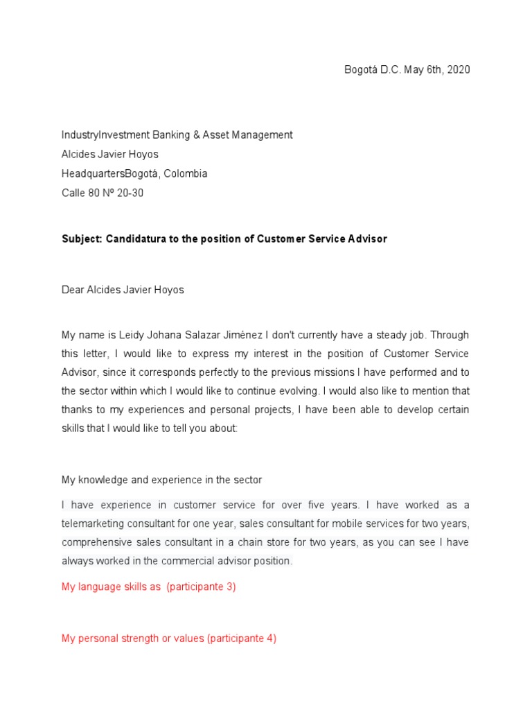 Model of The Letter of Presentation | PDF