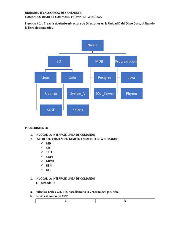 Ejercicio LINEA DE COMANDO WINDOWS PDF | PDF | Interfaz de línea de comando | Archivo de computadora