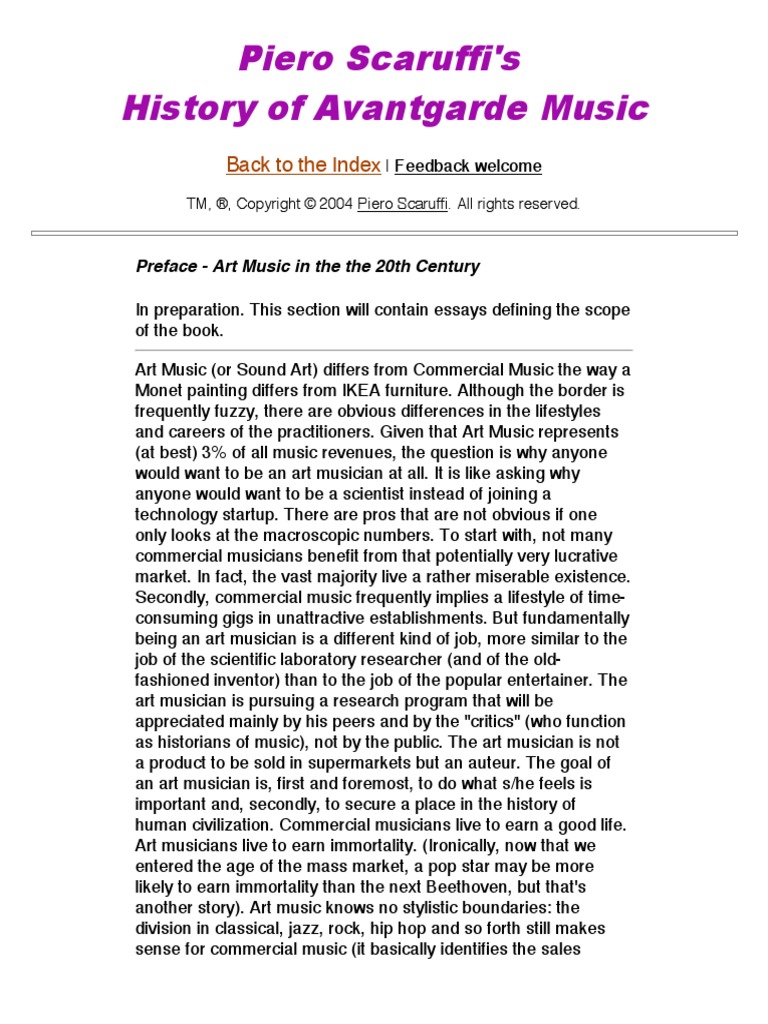 The History of Avantgarde Music1 | PDF | Entertainment (General)
