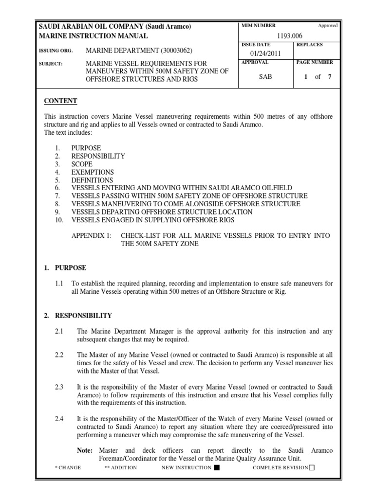 MIM1193.006 Marine Vessel Requirements For Maneuvers Withi PDF | PDF ...
