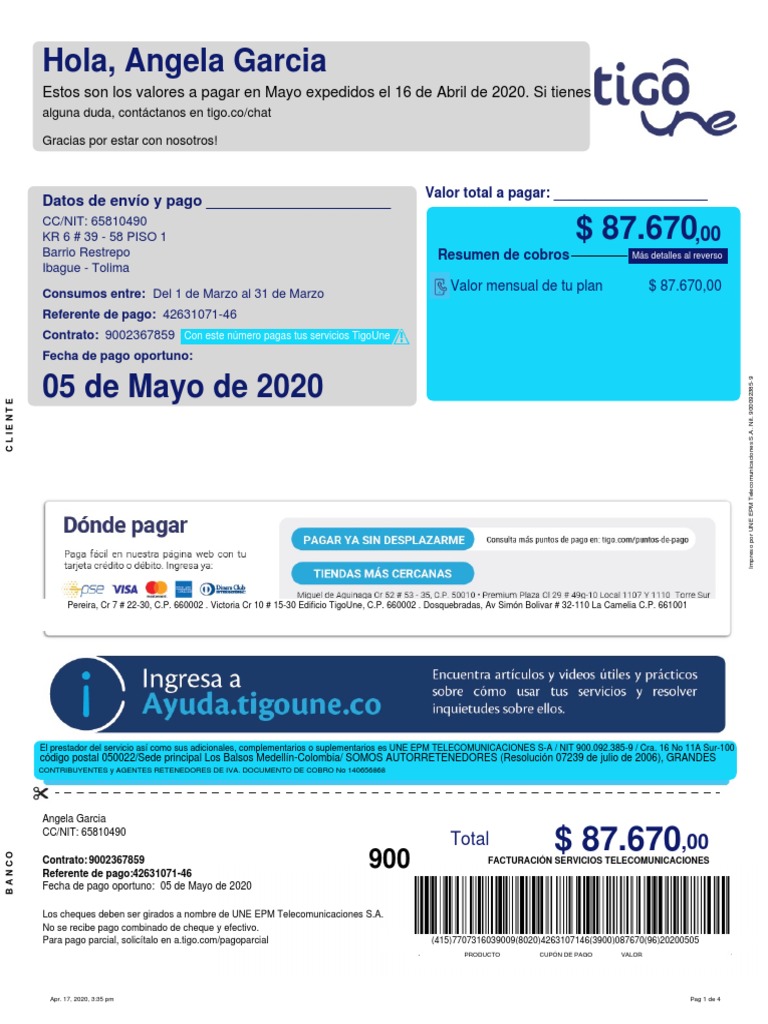Facturacion Tigo | PDF | Tecnología de información y comunicaciones ...