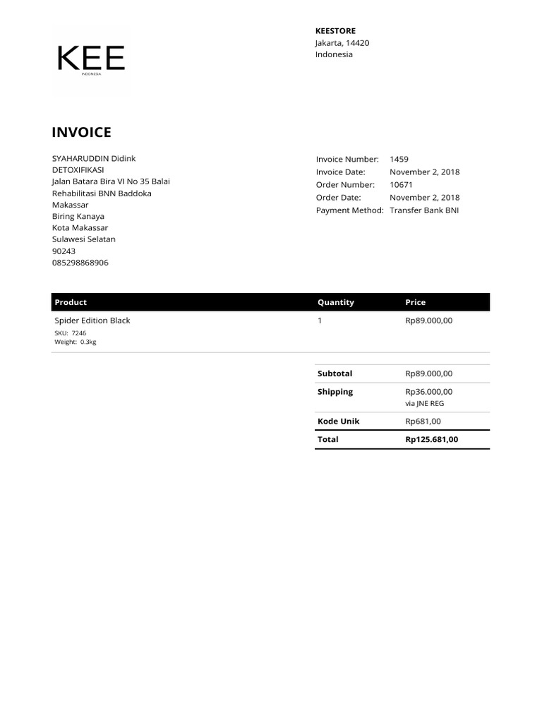 Invoice: Product Quantity Price | PDF
