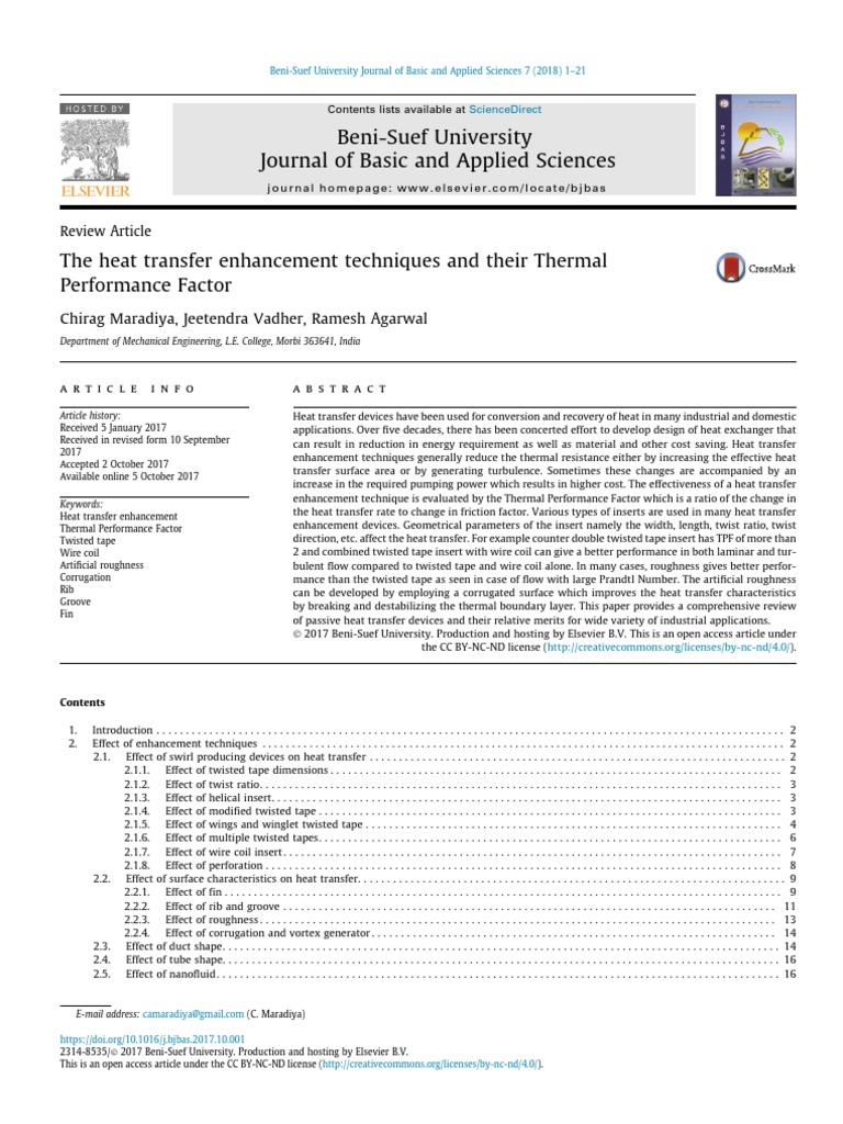 The Heat Transfer Enhancement Techniques and Their | PDF | Heat ...