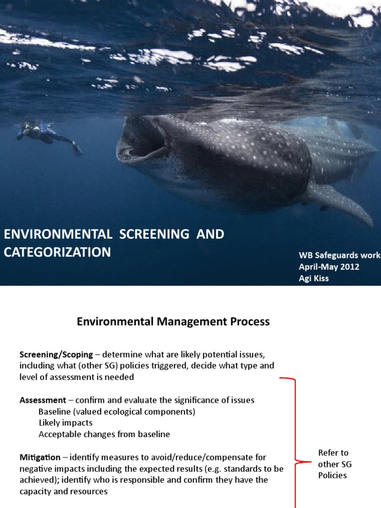 Environmental Screening and Categorization: WB Safeguards Workshop ...