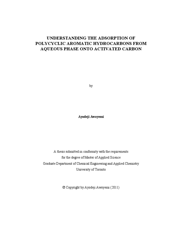 Awoyemi Ayodeji O 201111 MASc Thesis | PDF | Adsorption | Polycyclic ...