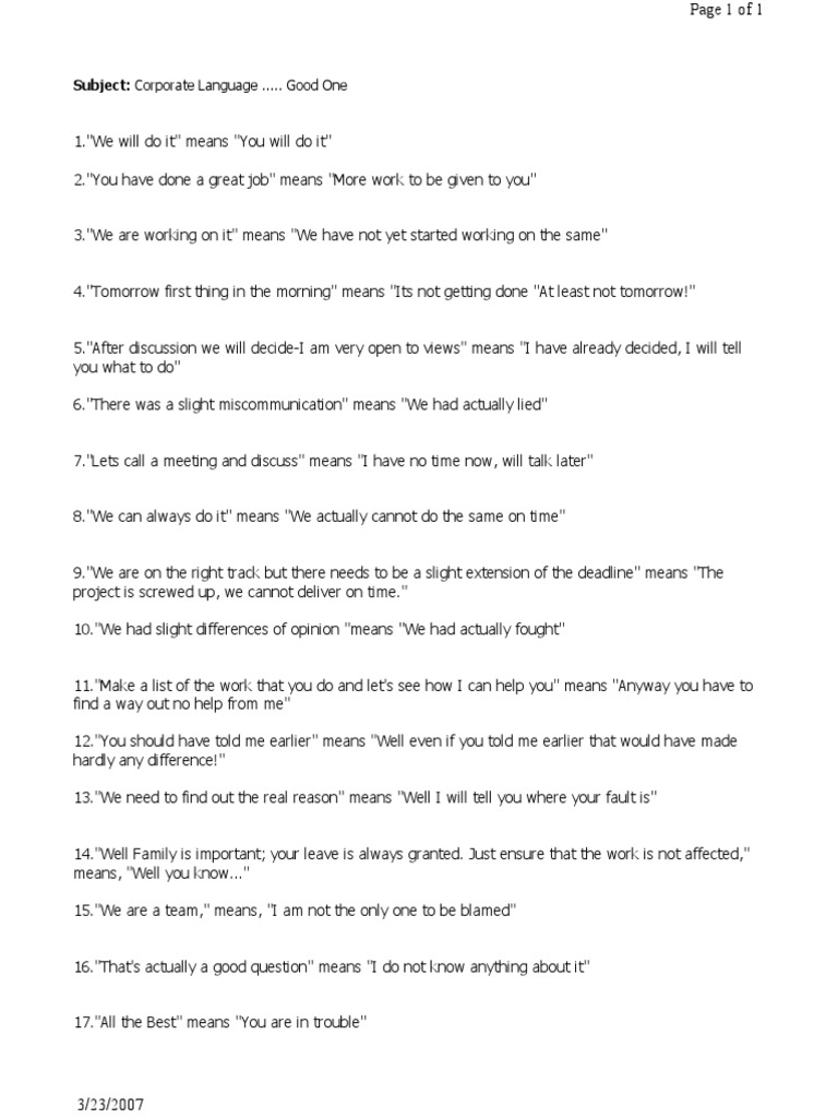 Corporate Language PDF | PDF