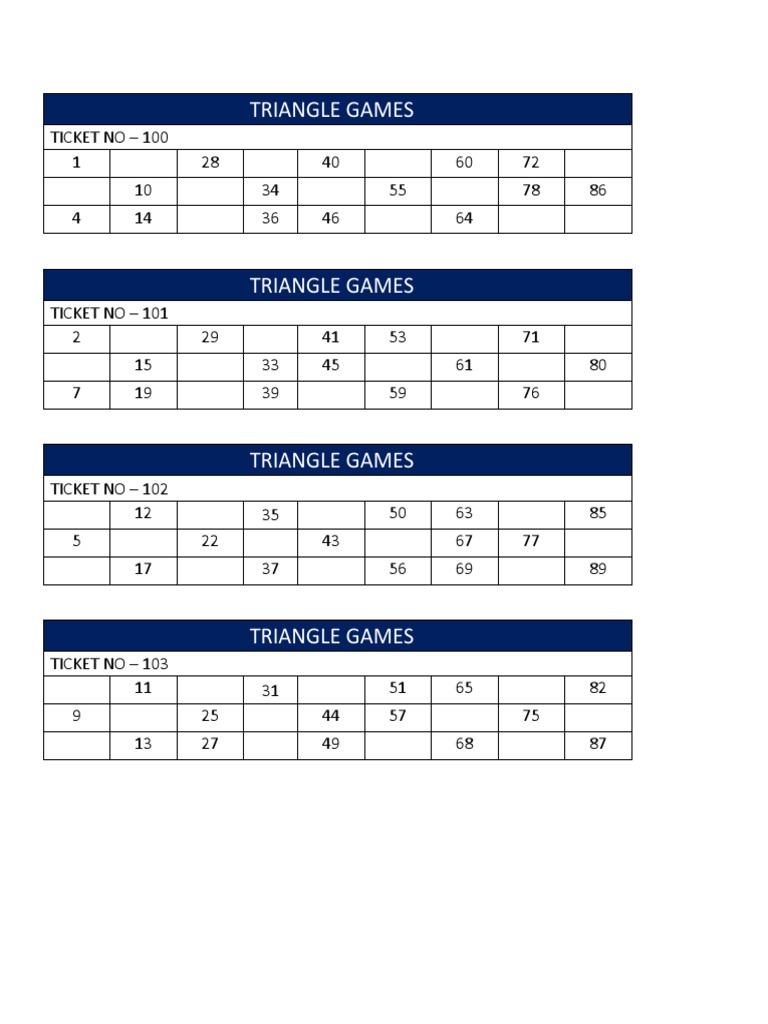 Triangle Game Lottery Tickets | PDF
