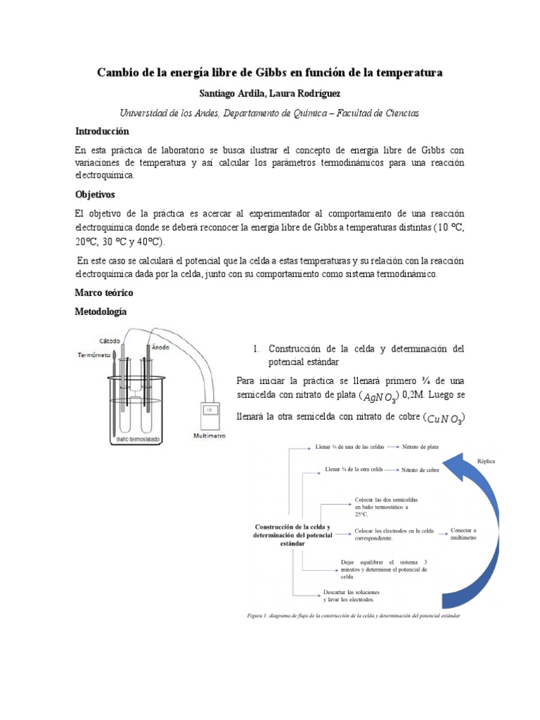 Cambio de La Energía Libre de Gibbs en Función de La Temperatura | PDF