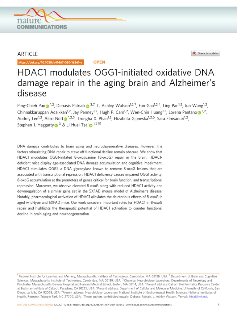 HDAC1 Modulates OGG1-initiated Oxidative DNA Damage Repair in The Aging ...