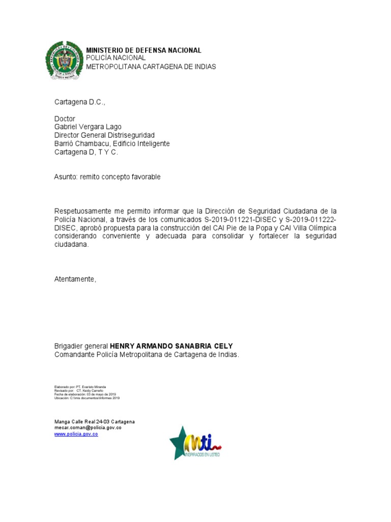 Ejemplo de Oficios Externo General Sanabria | PDF | Policía | Gobierno