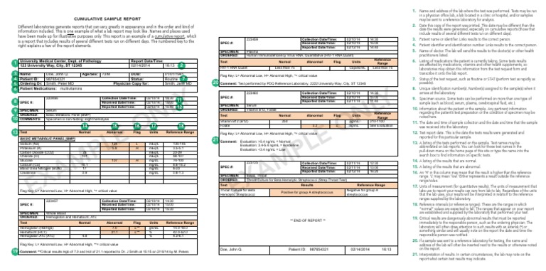 Cumulative Sample Report With Notes and Answers | PDF | Glycated ...
