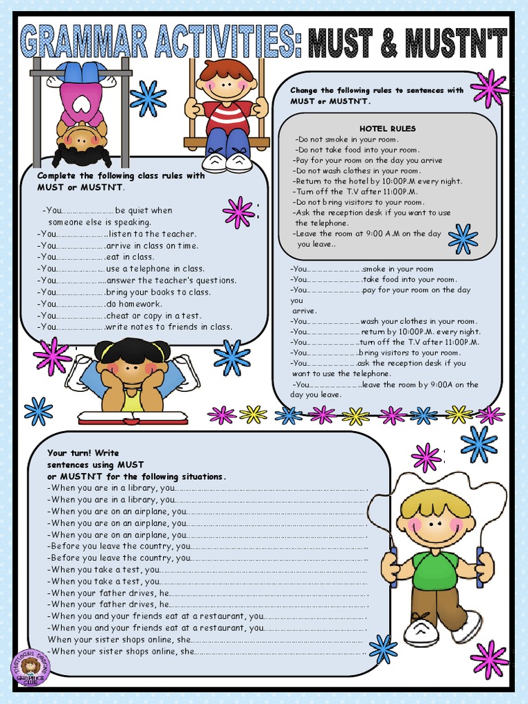Complete The Following Class Rules With Must or Mustn'T | PDF