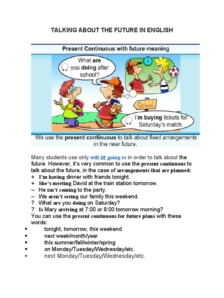 Present Continuous For Future | PDF