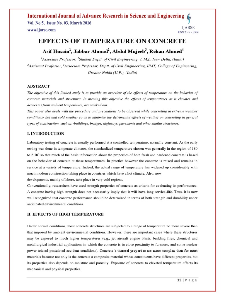 Effects of Temperature On Concrete | PDF | Concrete | Young's Modulus