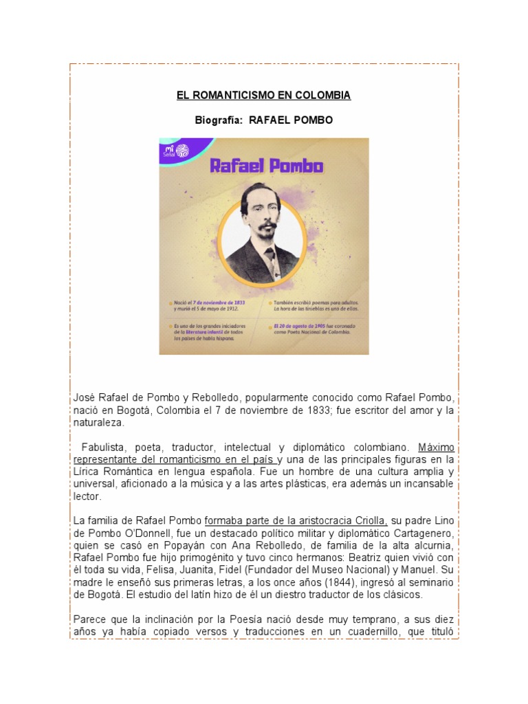 Biografía+de+Rafael+pombo | PDF | Poesía