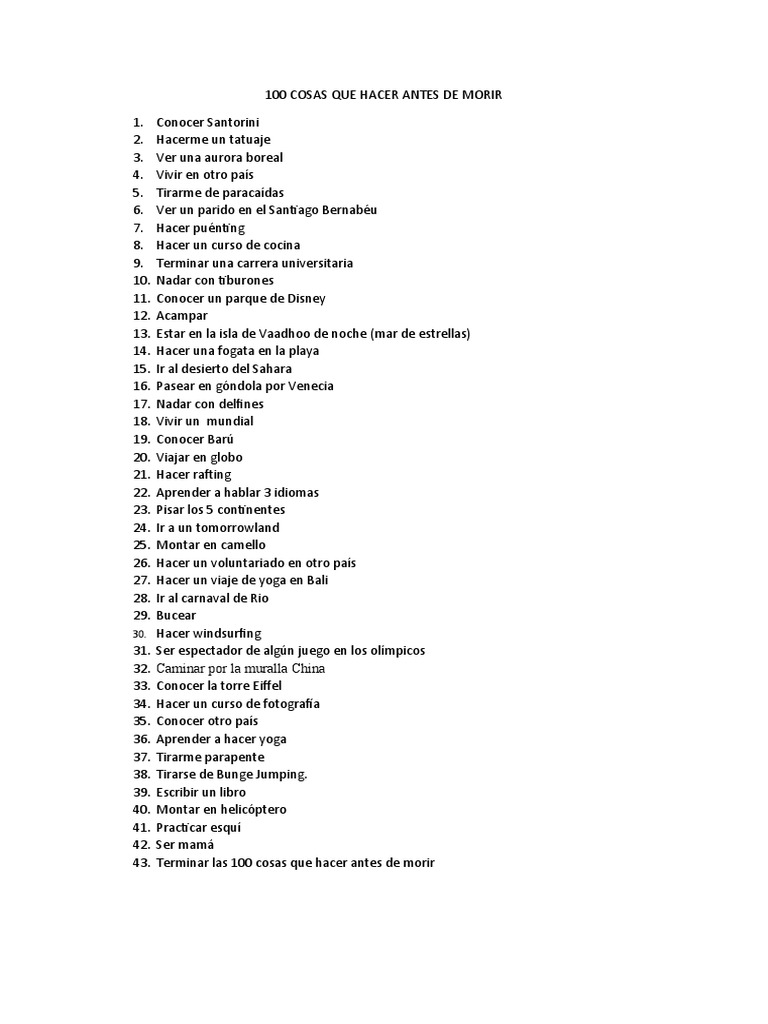 100 Cosas Que Hacer Antes de Morir | PDF