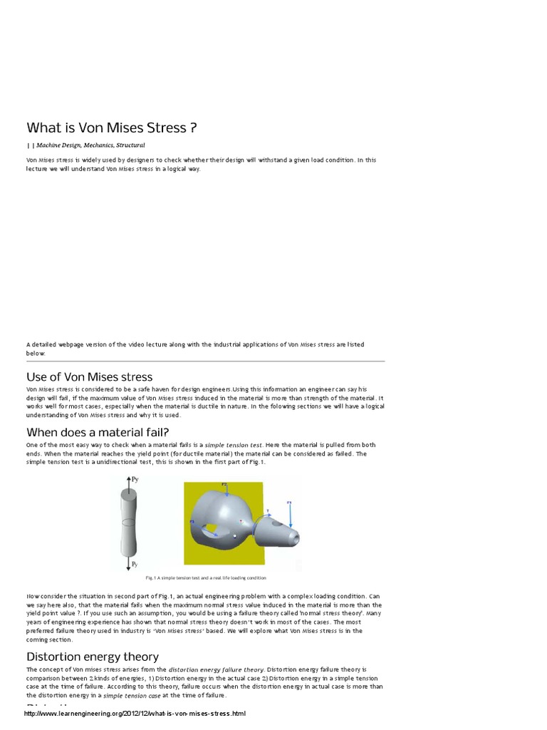 Fig.1 A Simple Tension Test and A Real Life Loading Condition | PDF ...