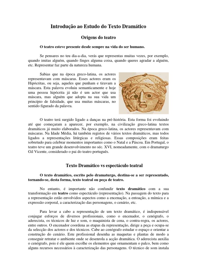 1 - Introdução Ao Estudo Do Texto Dramático - Origens e Características ...