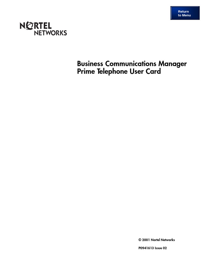 Nortel Networks Business Communications Manager Prime Telephone User ...