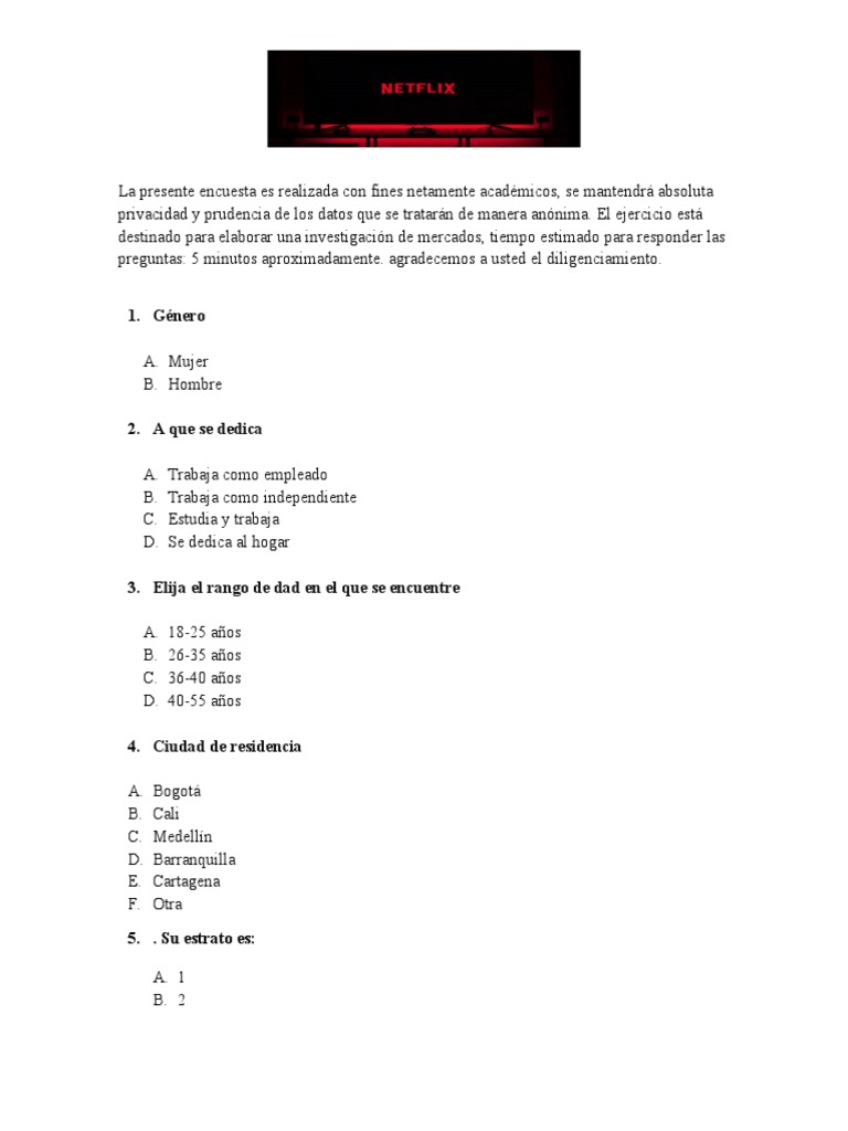 Encuesta Netflix | PDF | Netflix | Business