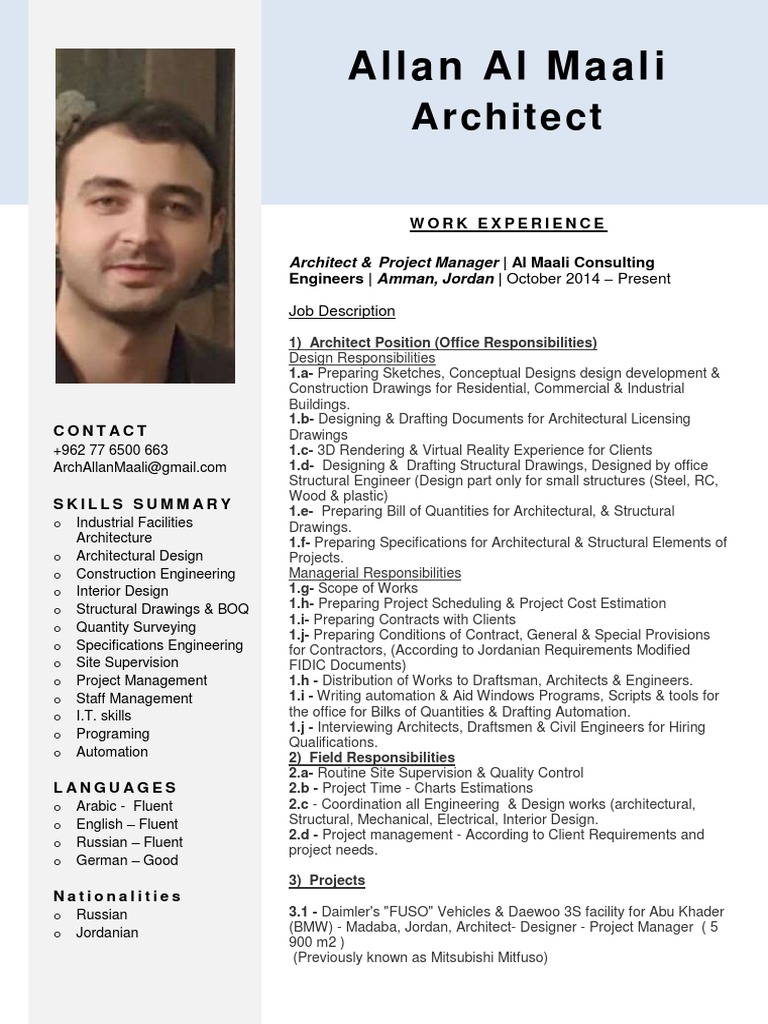 CV - Allan Al Maali | PDF | Architect | Specification (Technical Standard)