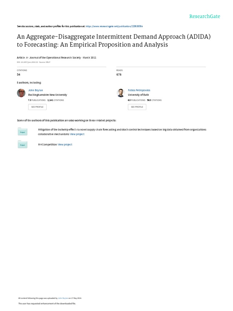 An Aggregate-Disaggregate Intermittent Demand Approach (ADIDA) To ...